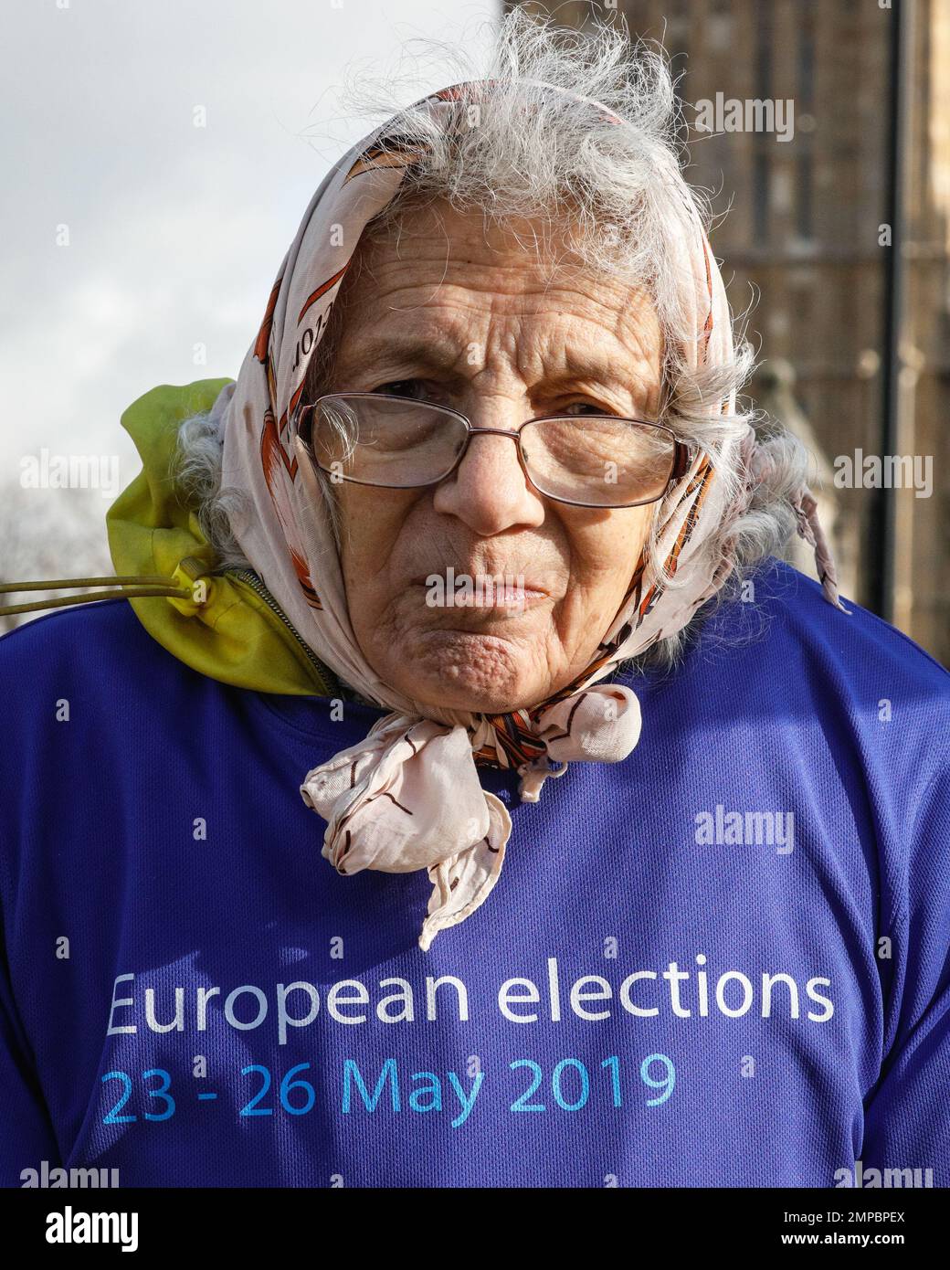 London, UK. 31st Jan, 2023. A female protester in blue and yellow ...