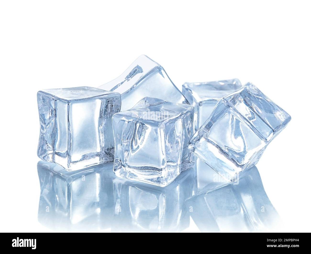Crystal clear ice cubes isolated on white Stock Photo - Alamy