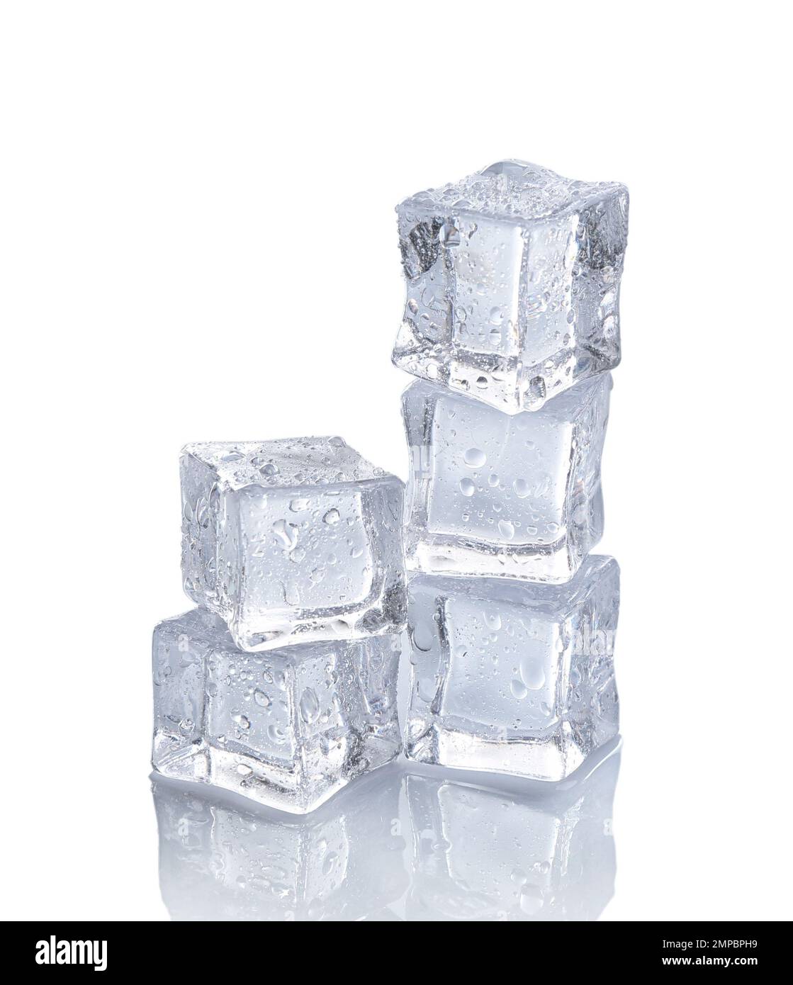 Crystal clear ice cubes with water drops isolated on white Stock Photo ...