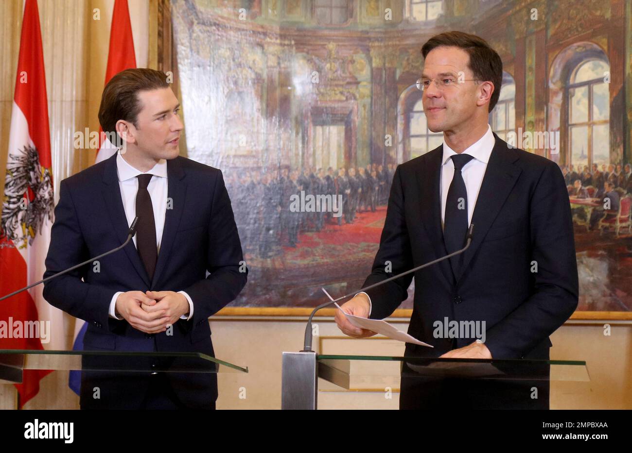 Austrian Chancellor Sebastian Kurz and Dutch Prime Minister Mark Rutte ...