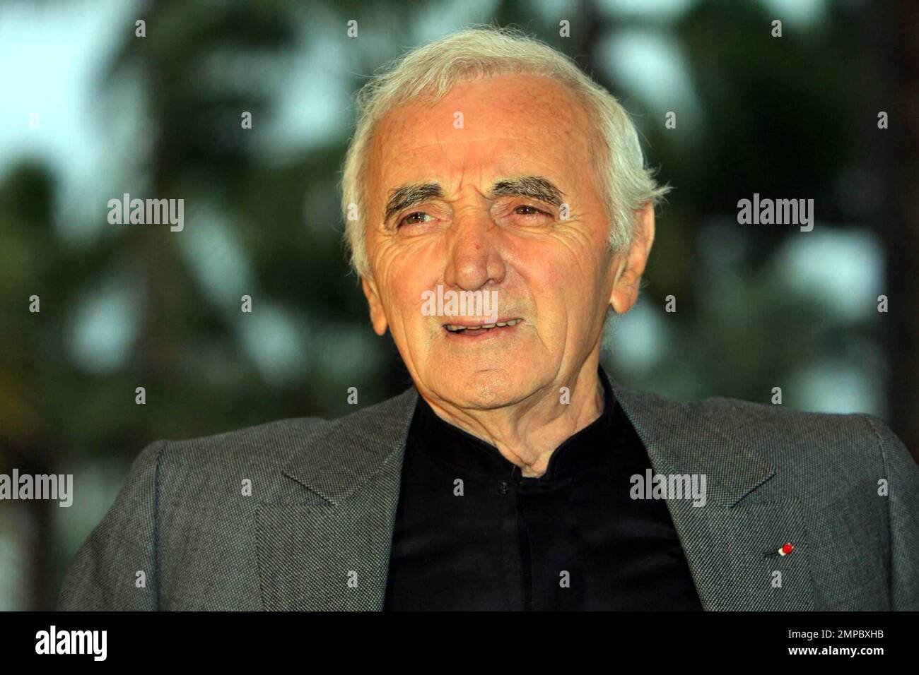 Singer Charles Aznavour attends a photocall prior to receiving the ...