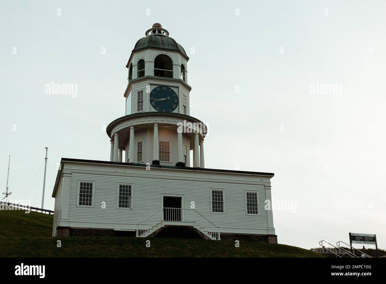 The Old Town Clock under the gloomy sky in Fort George, Halifax, Nova ...