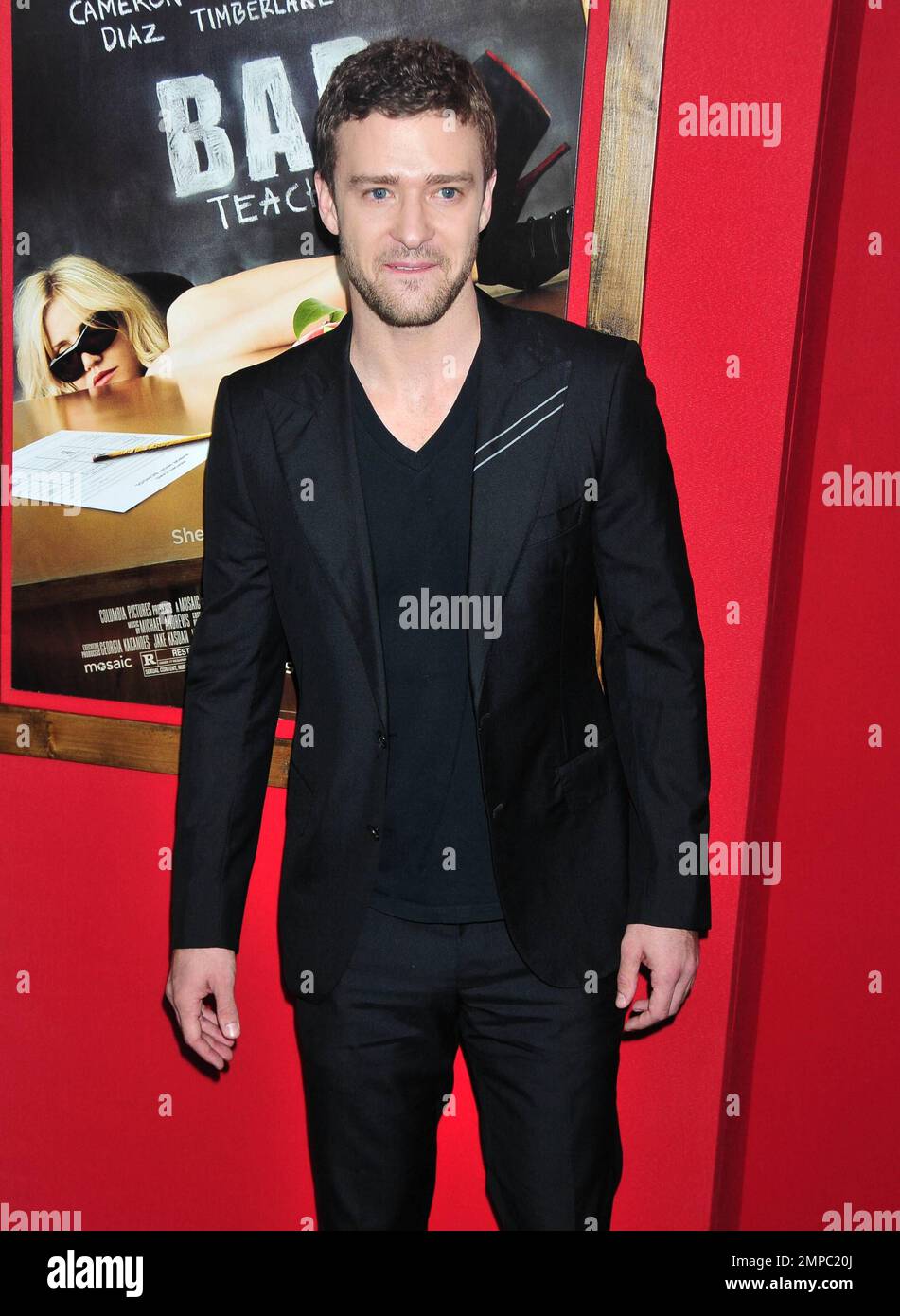 Justin Timberlake attends the premiere of his new film, Bad Teacher at ...