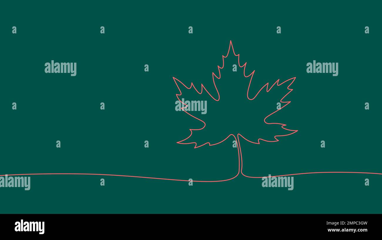 One line continuous canadian maple leaf symbol concept. Silhouette ...
