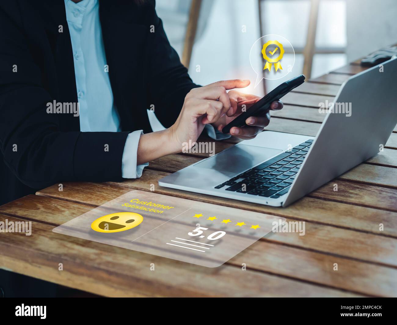 Customer review, satisfaction, feedback concepts. 5 star rating or five ...