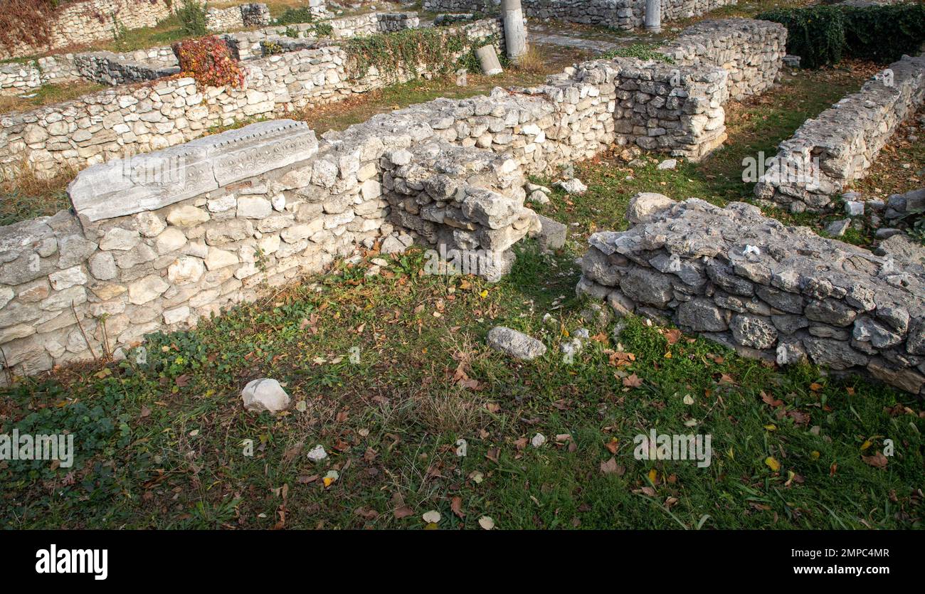 The ruins of the ancient city of Tomis in Constanta - Romania, wall ...