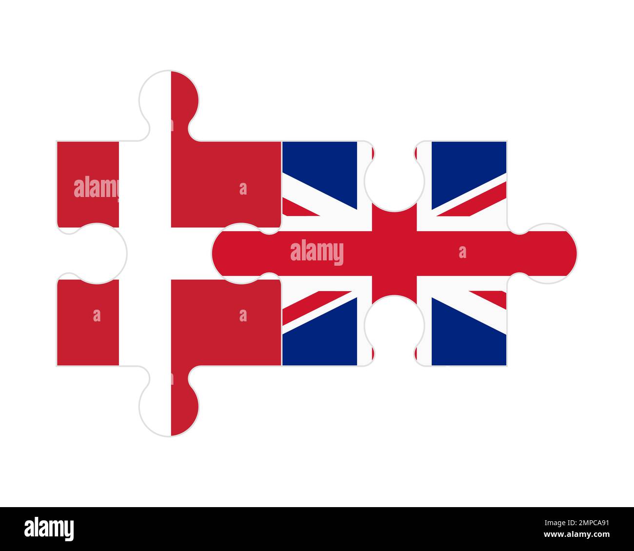 Connected puzzle of flags of Denmark and United Kingdom, vector Stock ...