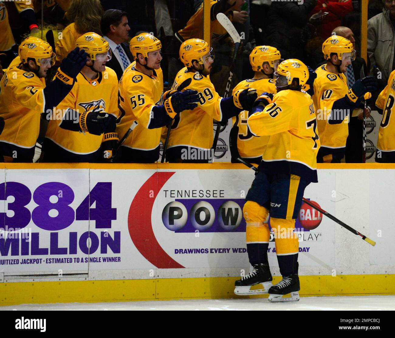 Nashville Predators defenseman P.K. Subban (76) is congratulated after ...