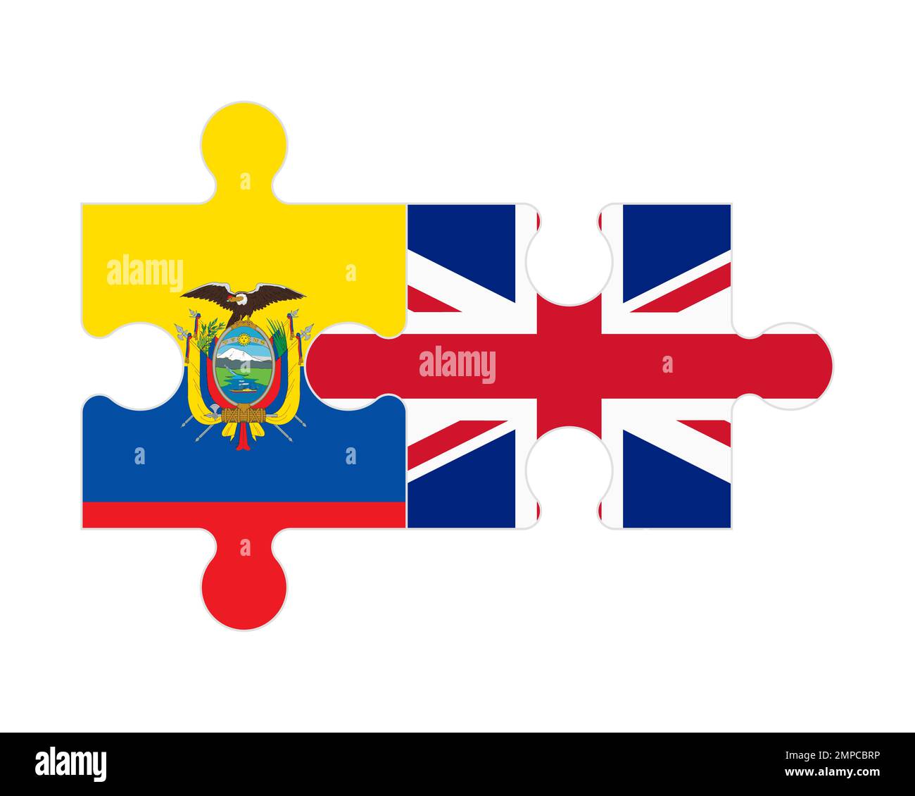Connected puzzle of flags of Ecuador and United Kingdom, vector Stock ...