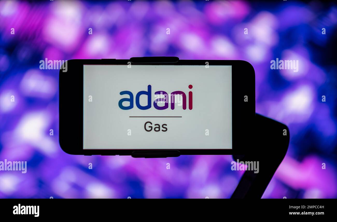 India. 31st Jan, 2023. In this photo illustration, the logo of Adani ...