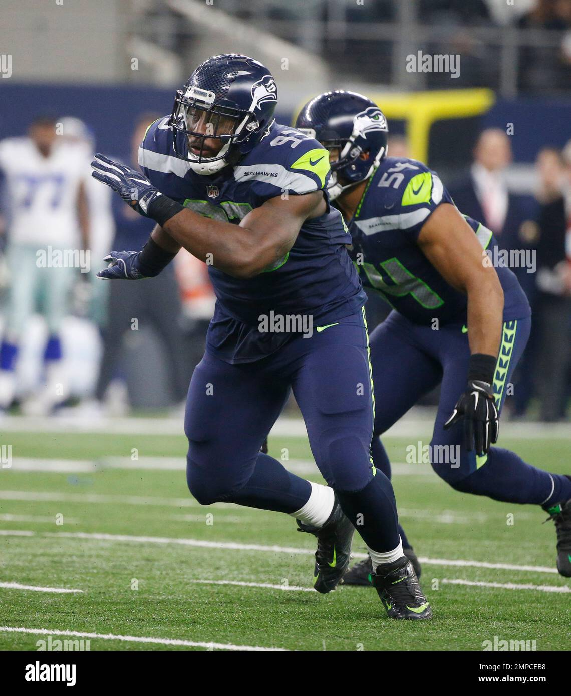 Seattle Seahawks defensive end Branden Jackson (93) rushes against the ...