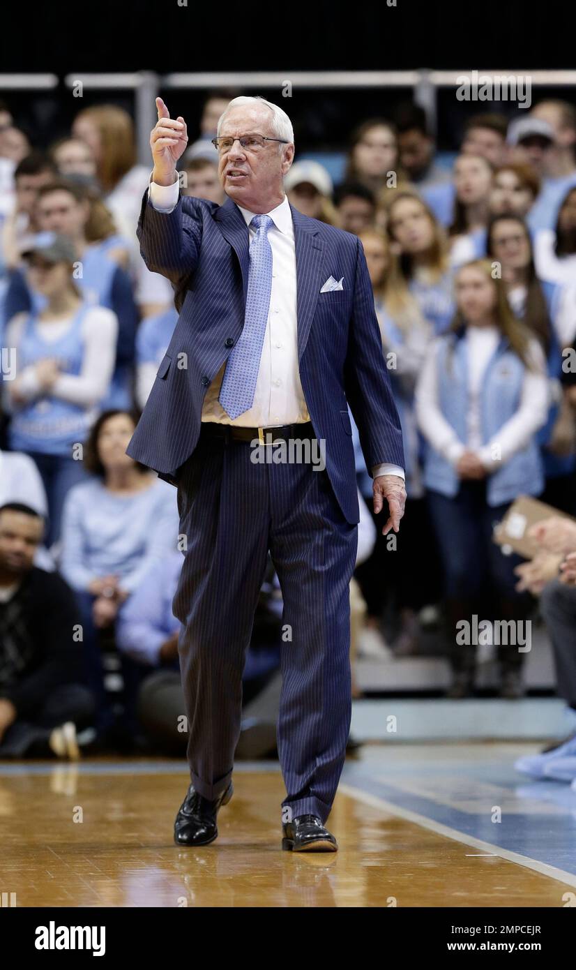 North Carolina head coach Roy Williams directs his players against Wake ...