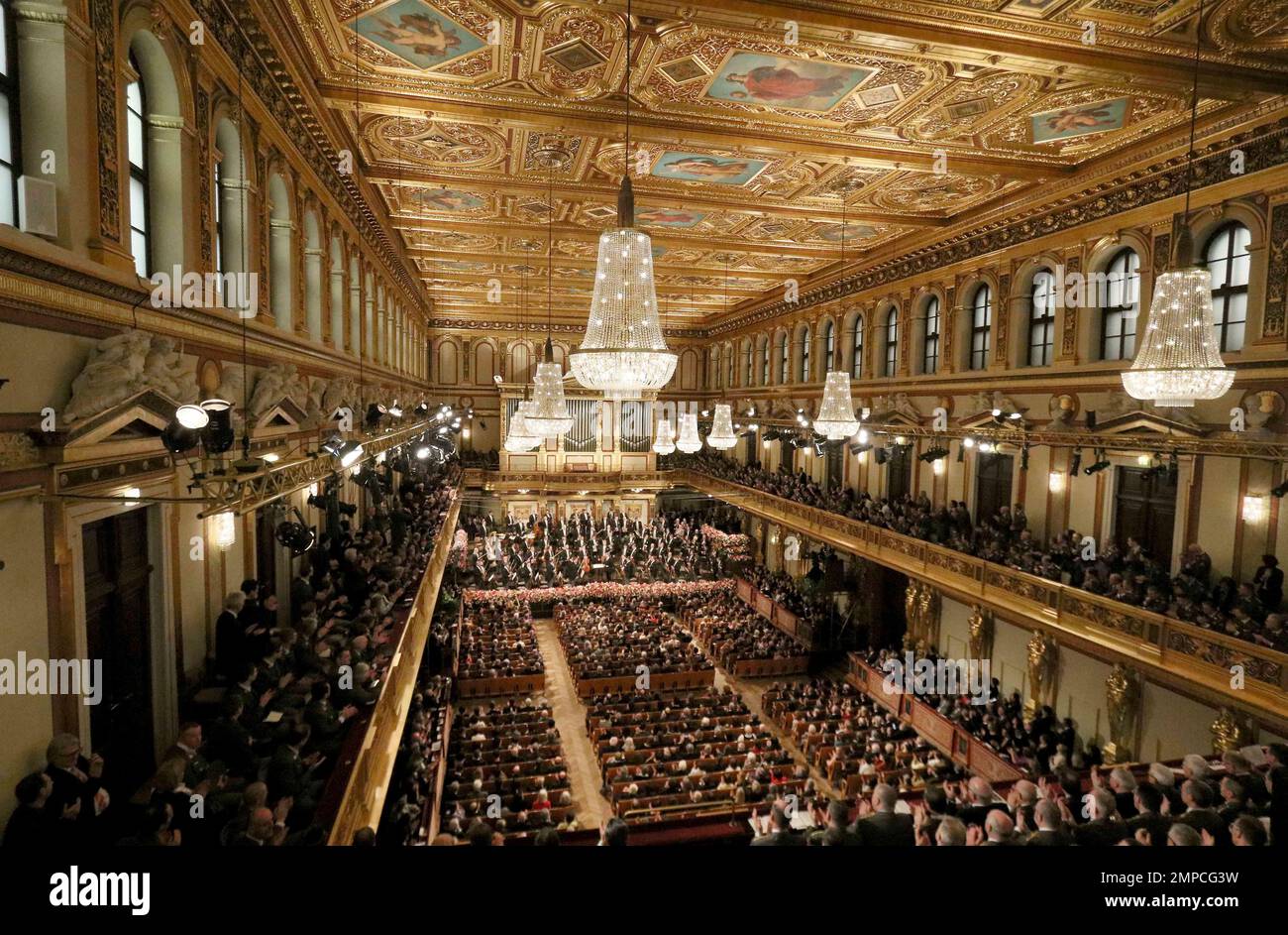 Overview of a rehearsal of the Vienna Philharmonic Orchestra for the ...