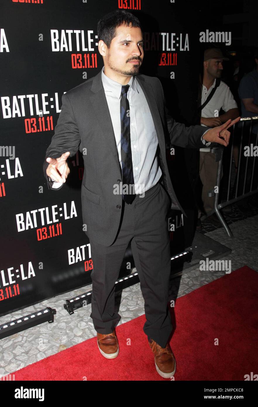 Michael Pena at the screening of "Battle: LA" at the Regal South Beach ...
