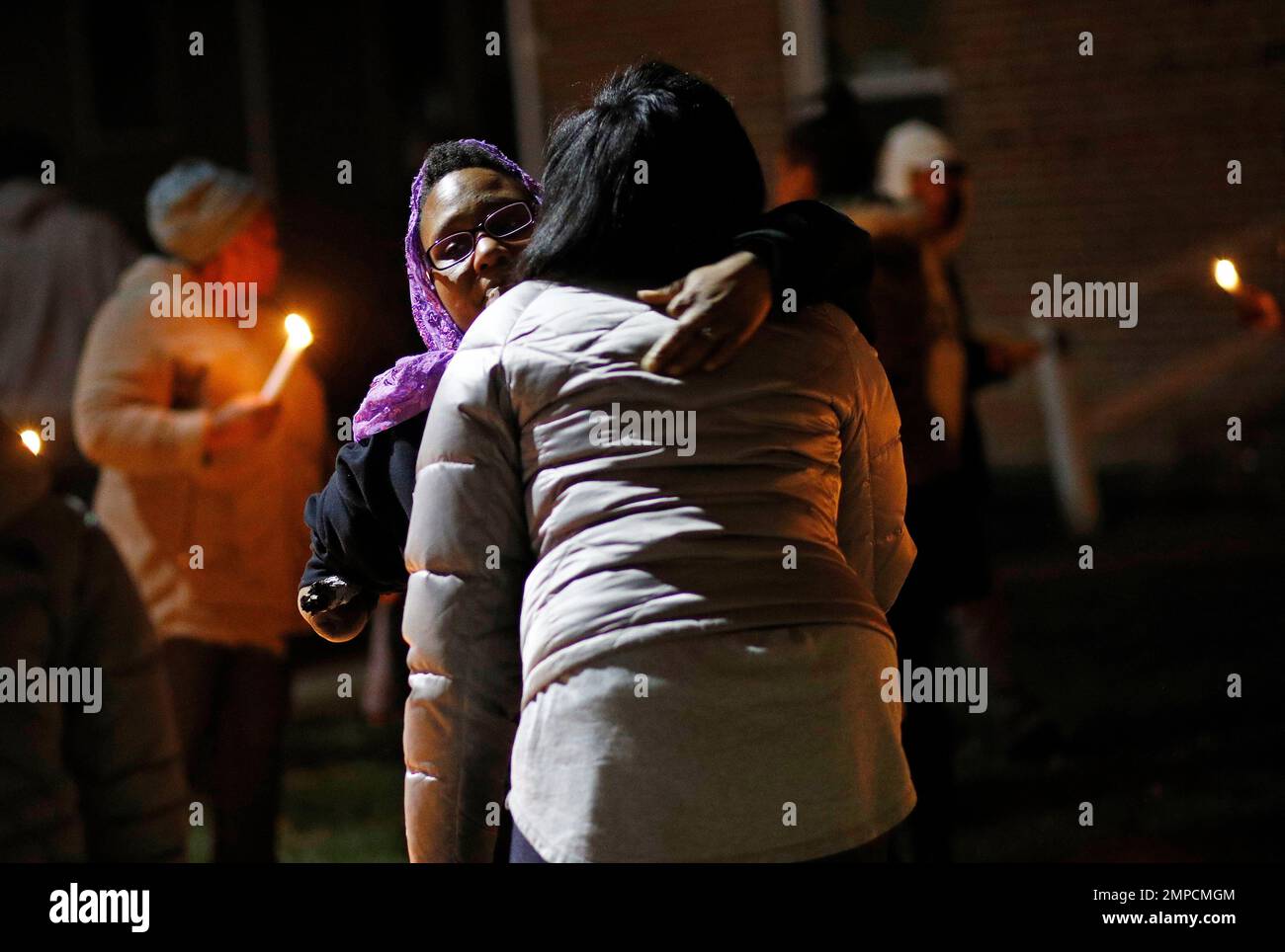 In this Dec. 22, 2017 photo, Erricka Bridgeford hugs a homicide victim ...