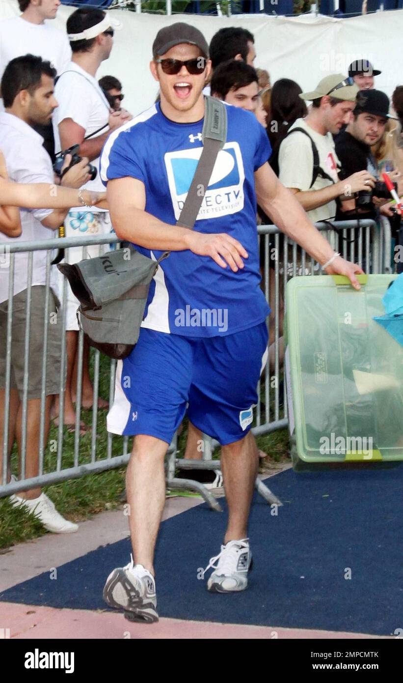 Kellan Lutz leaves the DirecTV Celebrity Beach Bowl in Miami Beach, FL ...