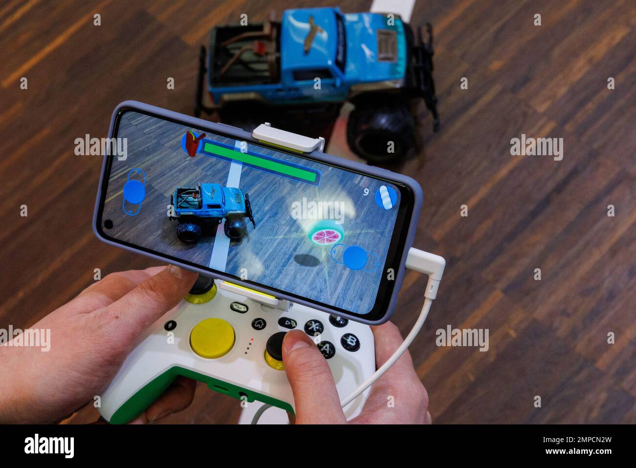 Nuremberg, Germany. 31st Jan, 2023. Using a smartphone that captures a ...