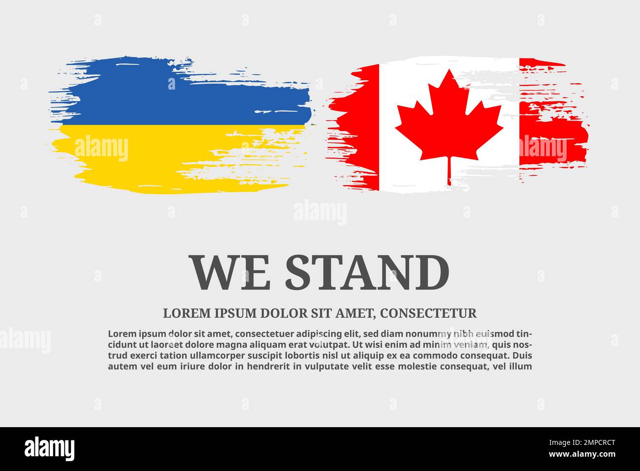 Ukraine and Canada flags flag grunge brush and text poster, vector ...