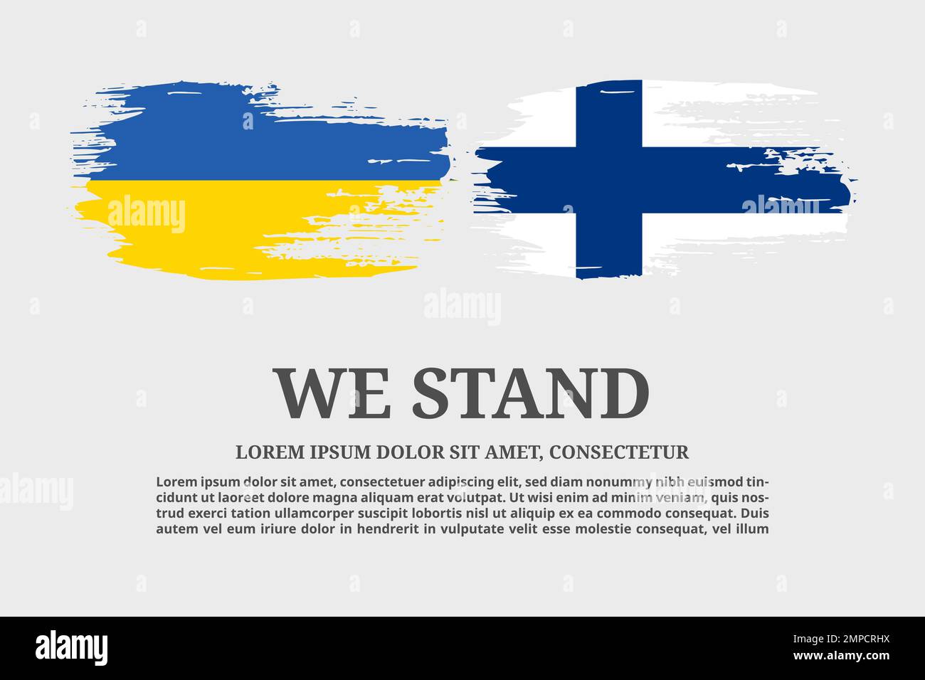 Ukraine and Finland flags flag grunge brush and text poster, vector ...