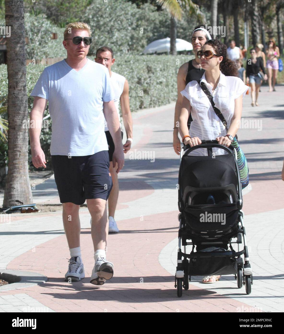 EXCLUSIVE!! Tennis ace Boris Becker walks along Miami Beach boardwalk ...