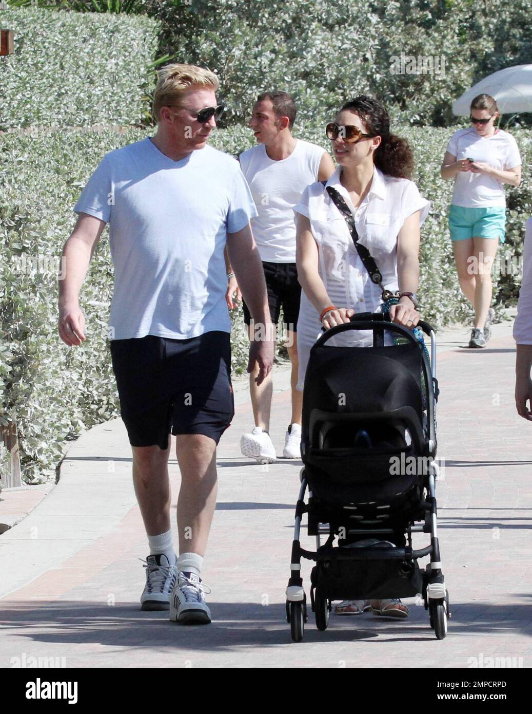 EXCLUSIVE!! Tennis ace Boris Becker walks along Miami Beach boardwalk ...