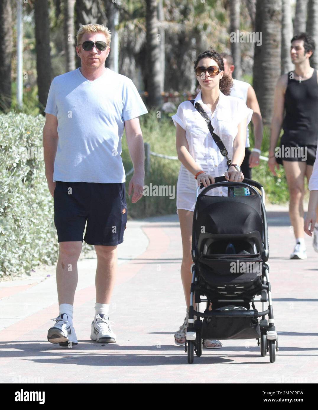 EXCLUSIVE!! Tennis ace Boris Becker walks along Miami Beach boardwalk ...