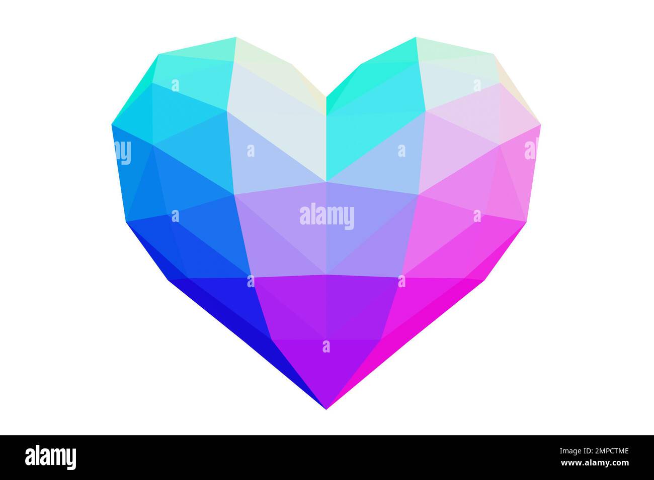 A low poly holographic heart, 3d rendering Stock Photo - Alamy