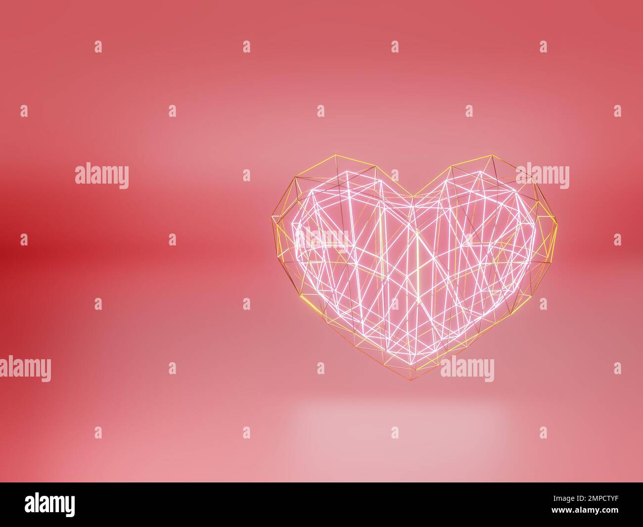 Happy Valentines Day. 3D Particles Neon Hearts. Love Romantic Concept ...