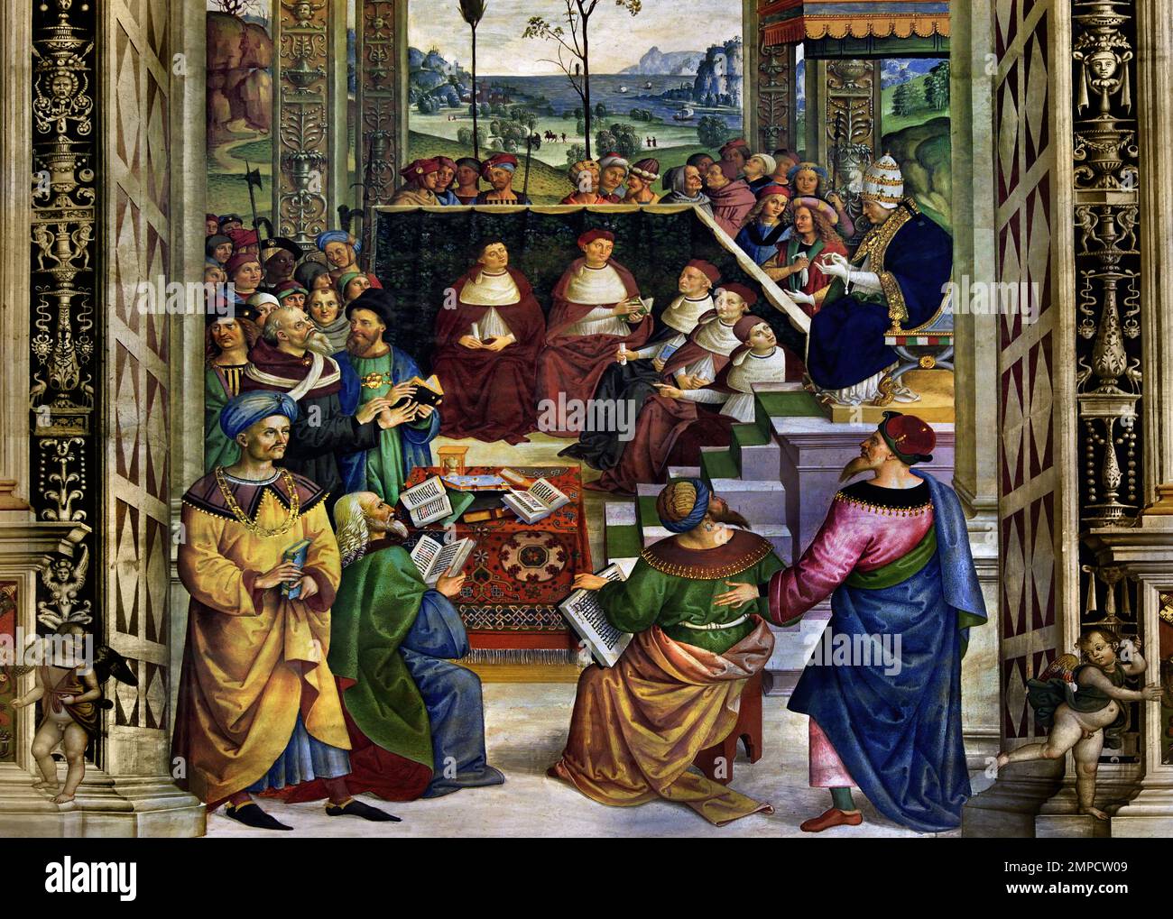 Pope Pius II at the Congress of Mantua 1502-08 Fresco, Piccolomini ...