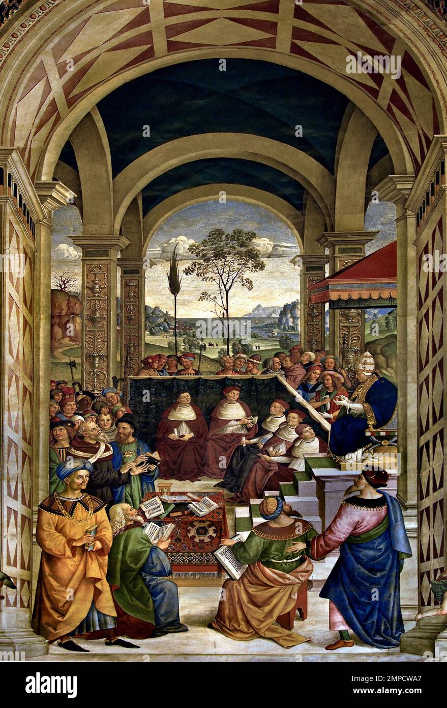 Pope Pius II at the Congress of Mantua 1502-08 Fresco, Piccolomini ...