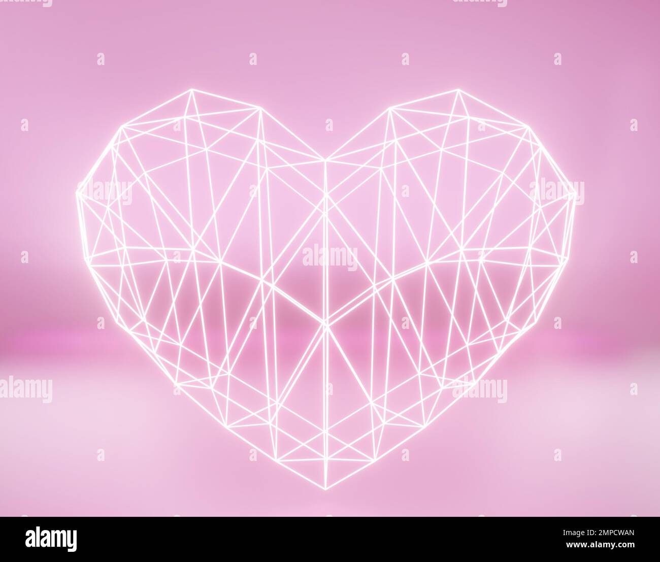 Happy Valentines Day. 3D Particles Neon Hearts. Love Romantic Concept ...