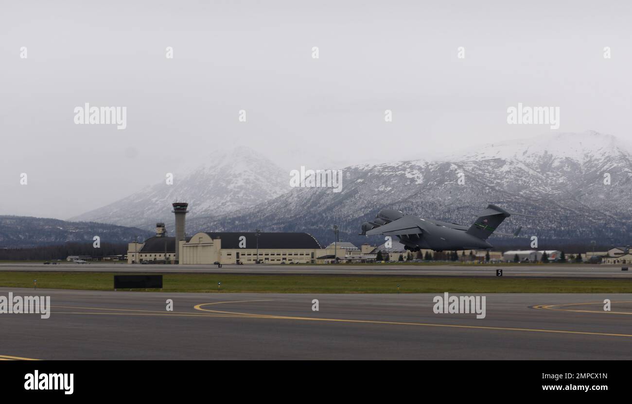 A C-17 Globemaster III takes off from the runway during Exercise RED ...