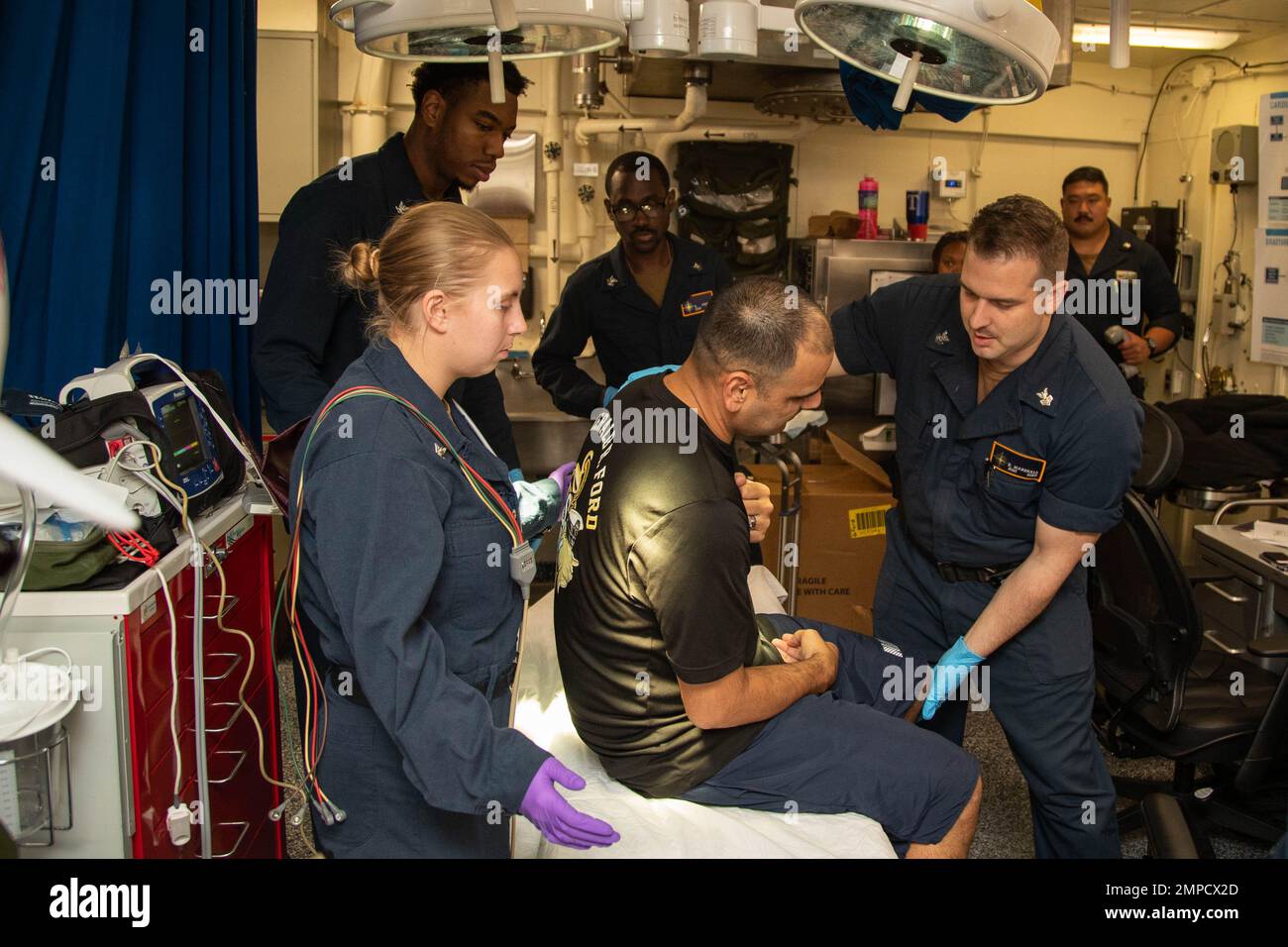 Sailors assigned to the first-in-class aircraft carrier USS Gerald R ...