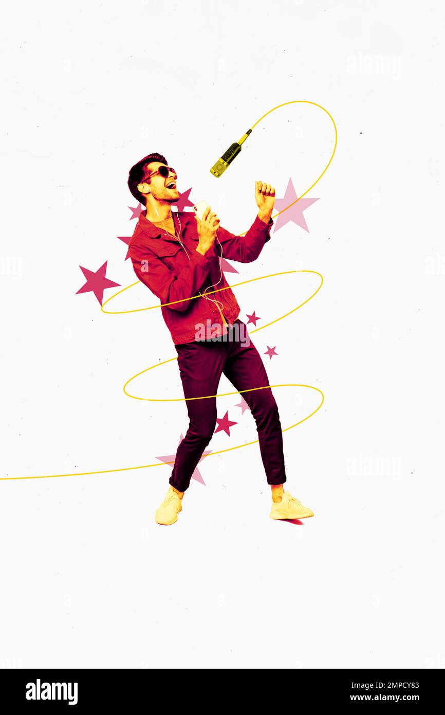 Minimalistic photo collage poster postcard picture sketch of talented ...