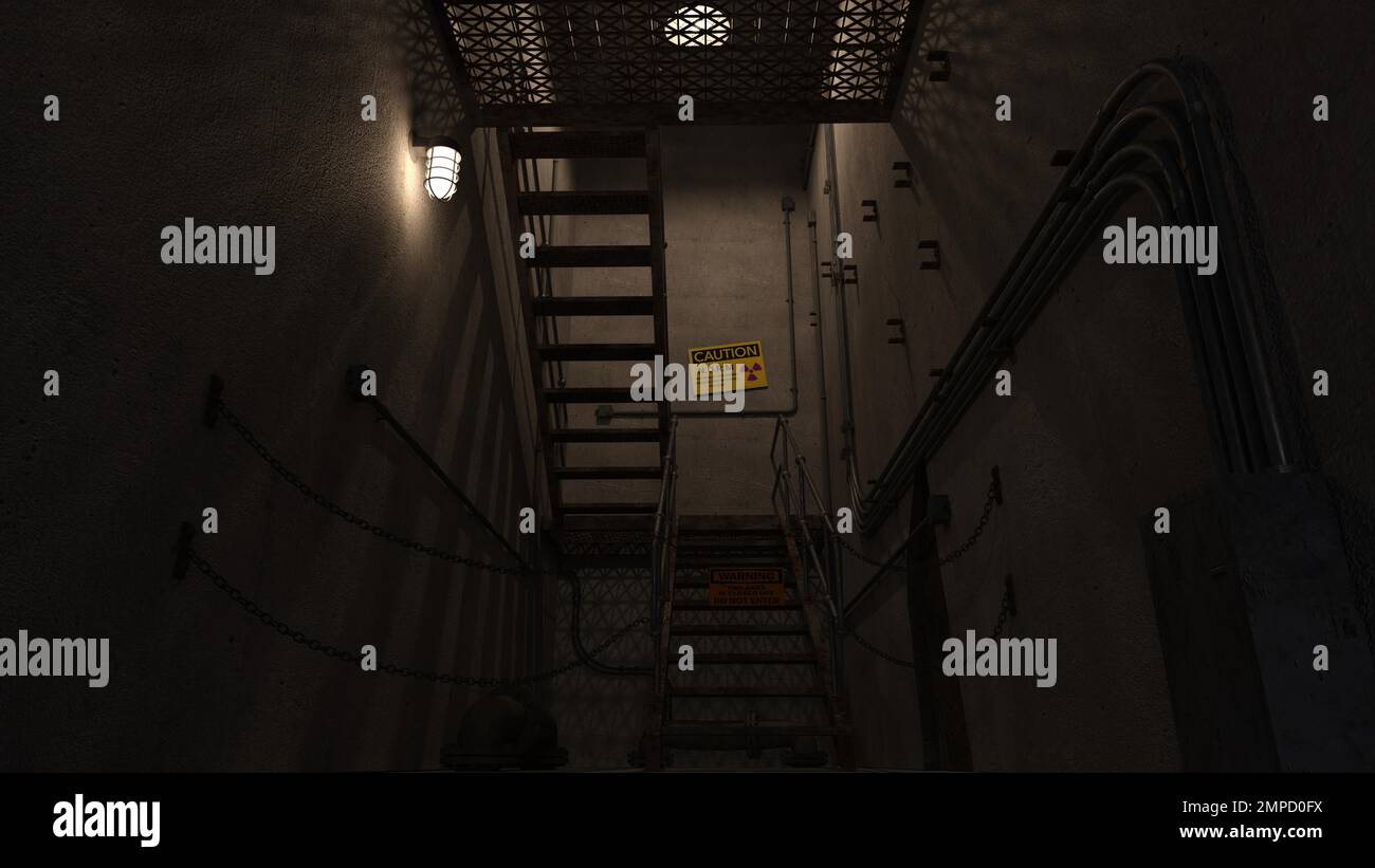 3d-illustration of an empty and scary nucelar facility corridor Stock ...