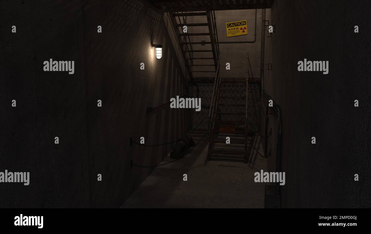 3d-illustration of an empty and scary nucelar facility corridor Stock ...