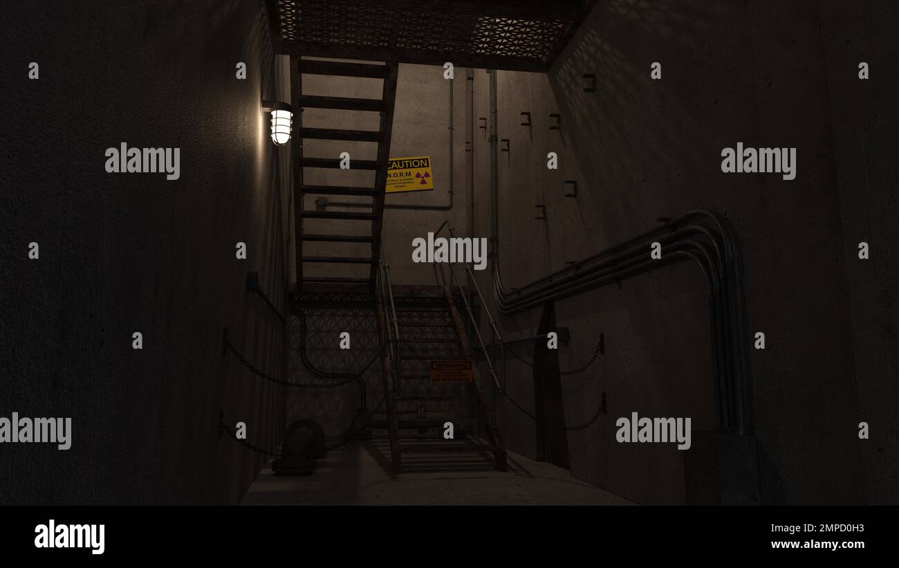3d-illustration of an empty and scary nucelar facility corridor Stock ...