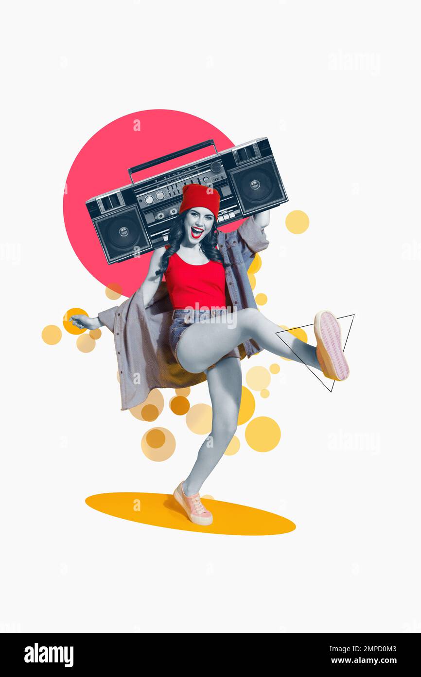 Vertical creative collage photo illustration of funny funky crazy ...