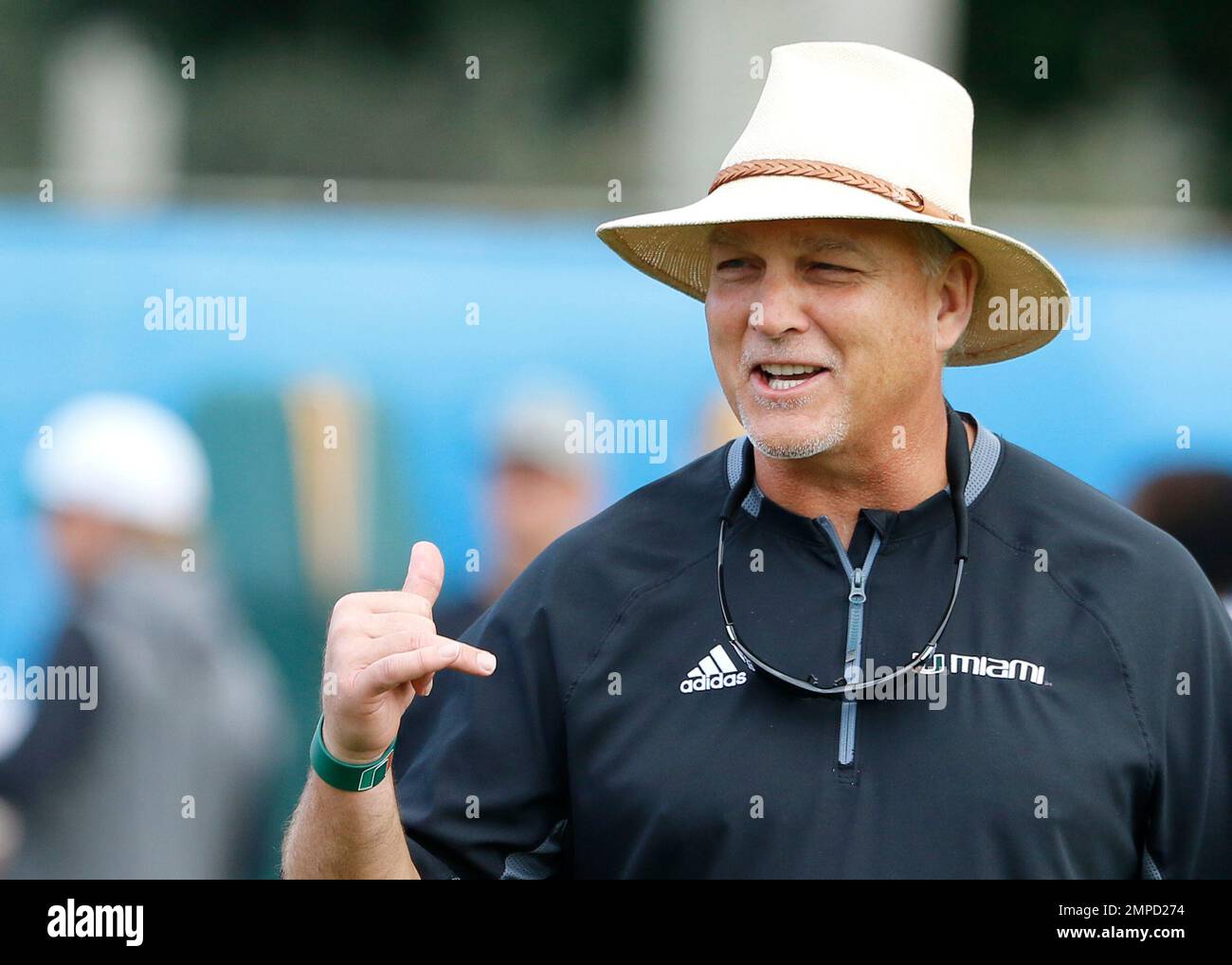 Head coach Mark Richt of the Miami NCAA college football team looks on ...