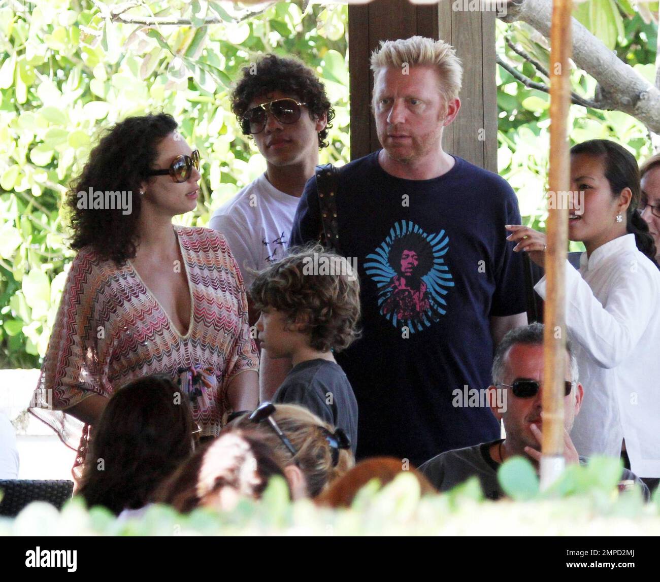 Boris Becker takes his growing family for a stroll on the boardwalk in ...