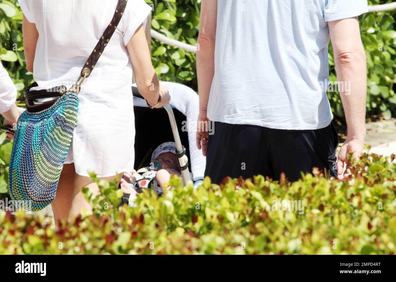 Tennis ace Boris Becker walks along Miami Beach boardwalk yawning and ...