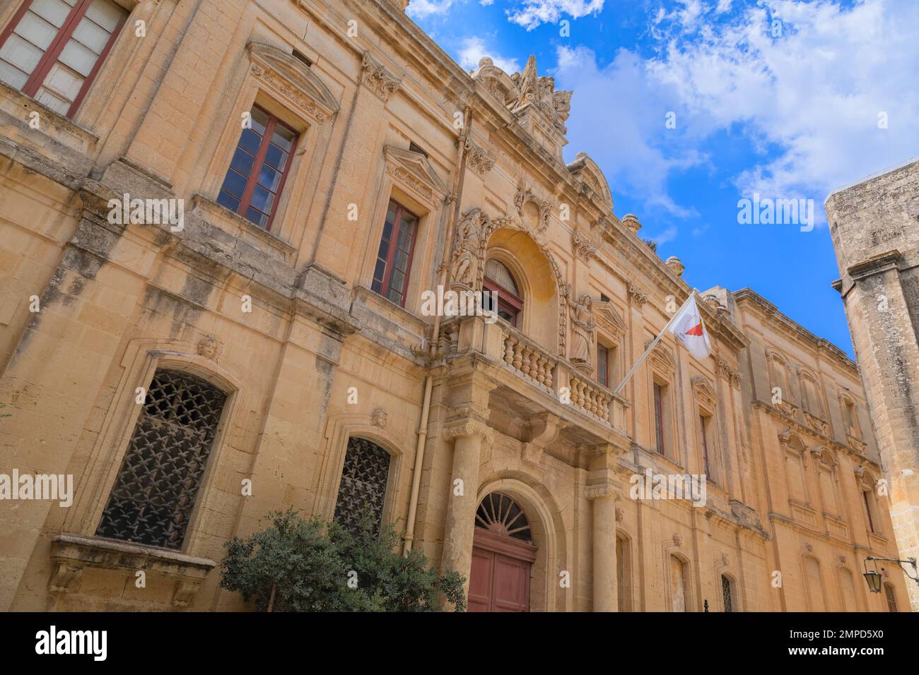 View street of Mdina, a fortified medieval town l in the centre of ...
