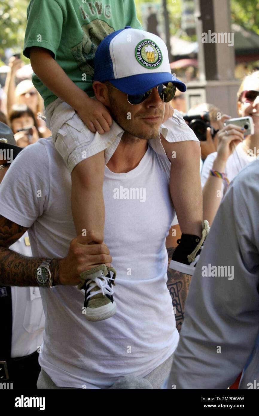 David Beckham enjoys a guys day out with sons Brooklyn, Romeo and Cruz ...