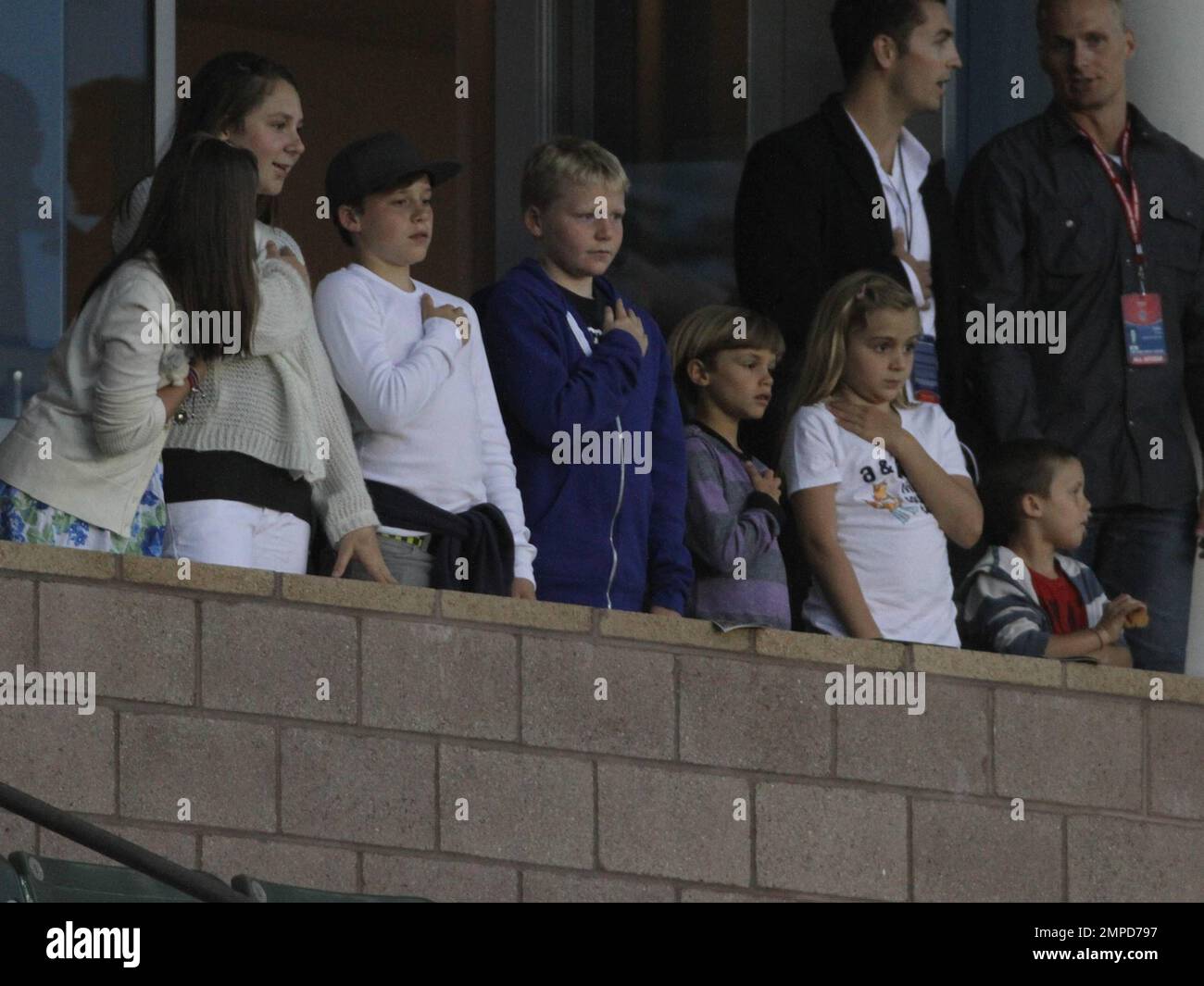 Brooklyn, Romeo and Cruz Beckham watch dad David as he leads the LA ...