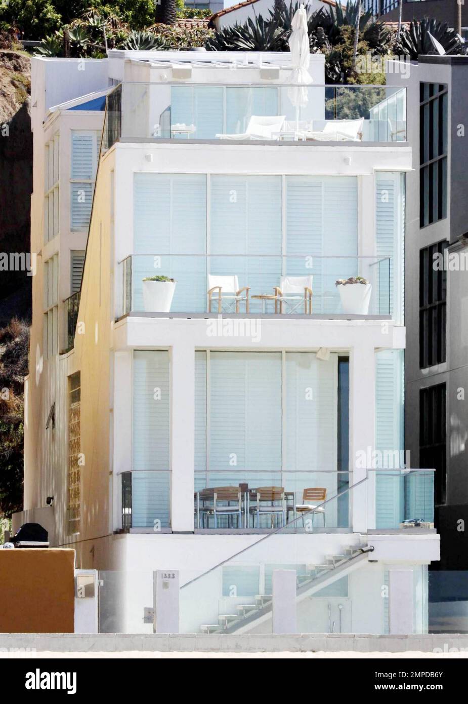Here are exterior views of the luxury Santa Monica beachfront home ...