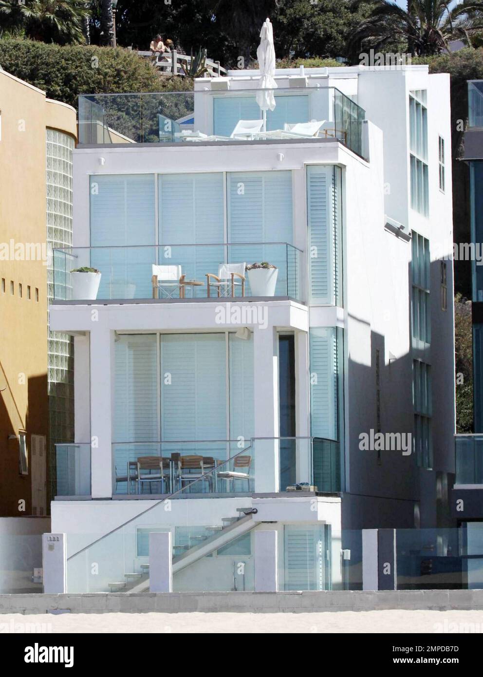 Here are exterior views of the luxury Santa Monica beachfront home ...