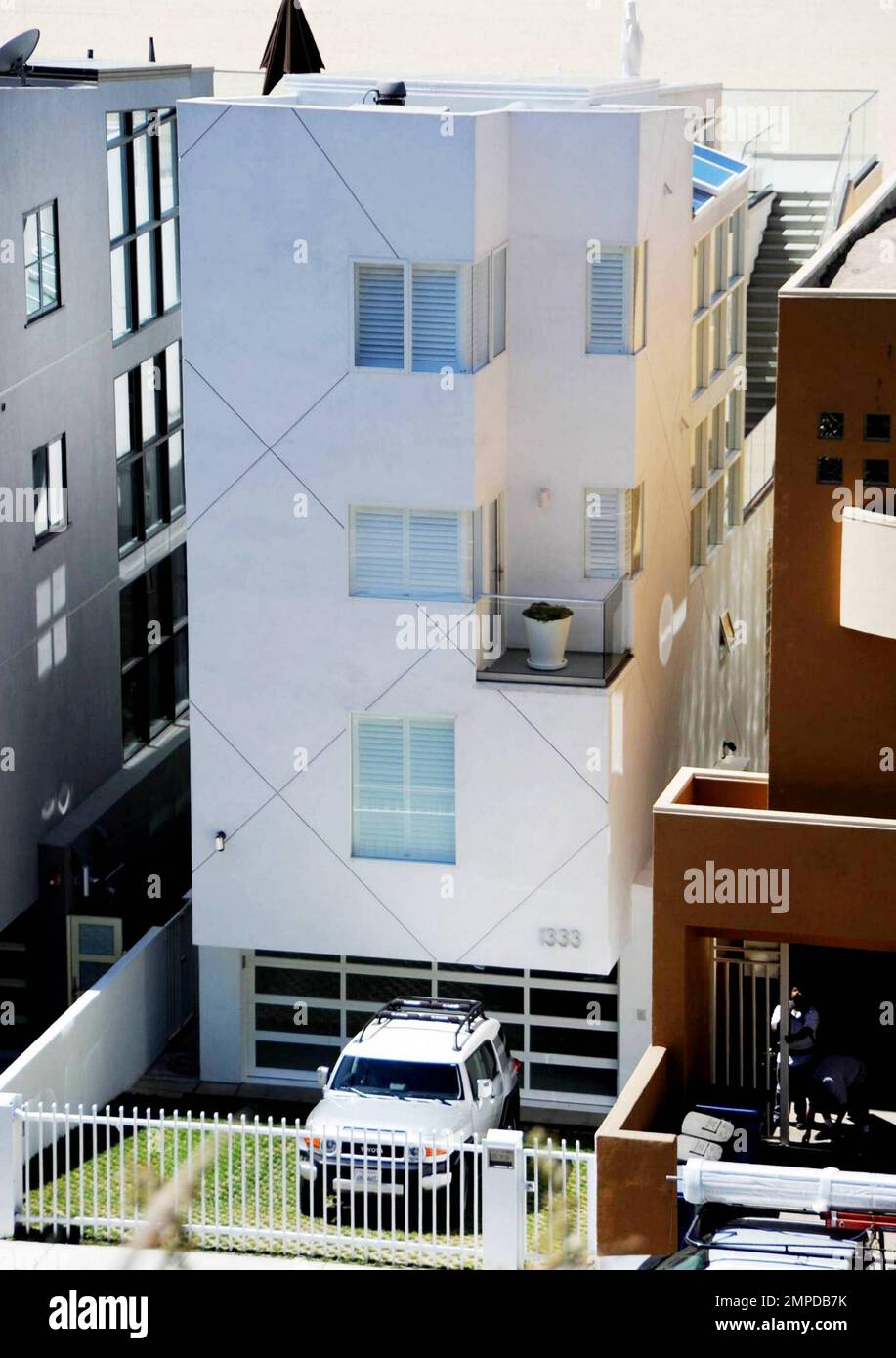 Here are exterior views of the luxury Santa Monica beachfront home ...