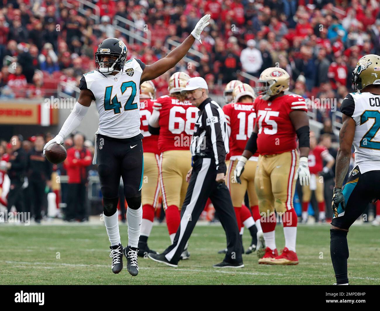 Jacksonville Jaguars strong safety Barry Church (42) celebrates after ...