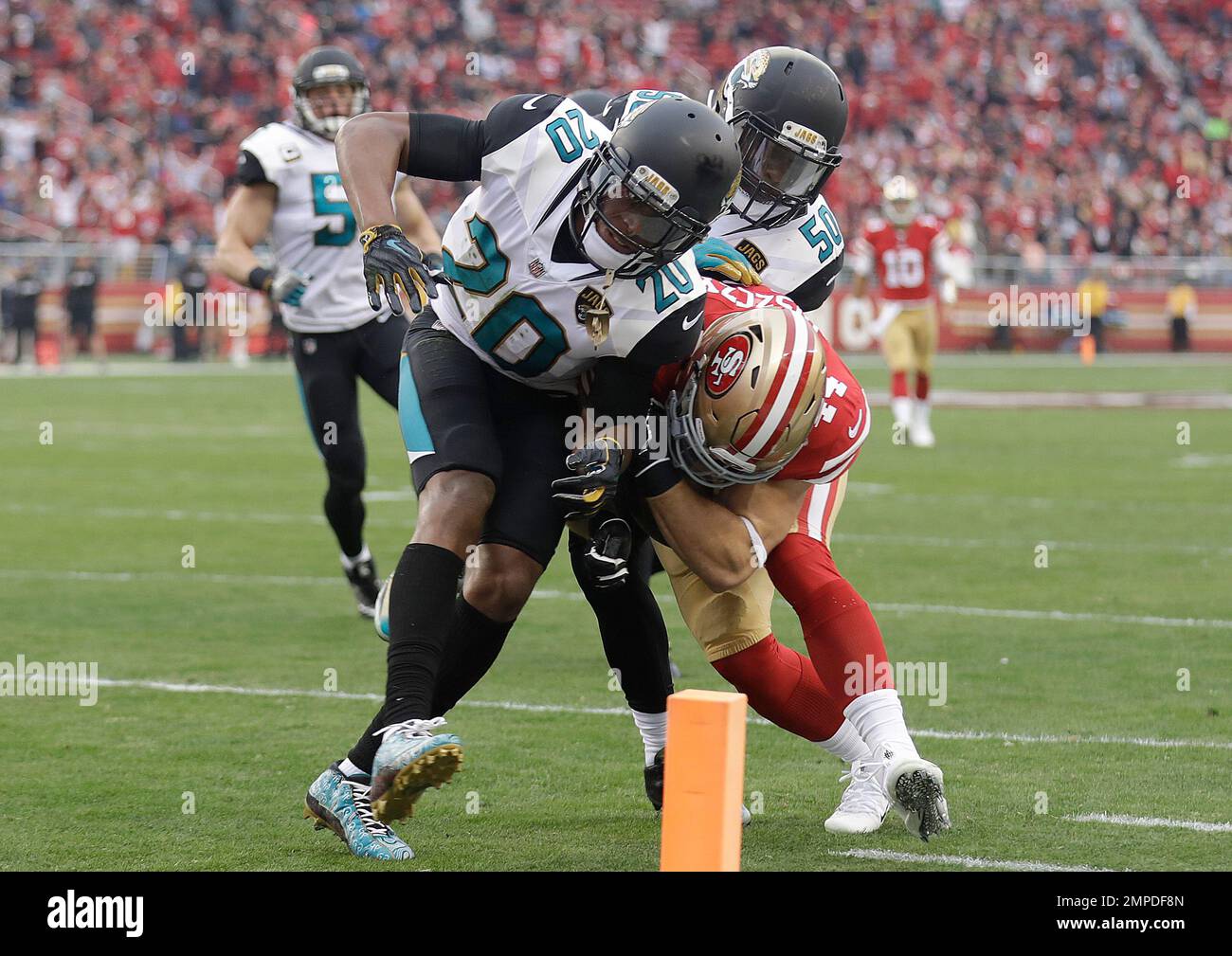 San Francisco 49ers fullback Kyle Juszczyk (44) is tackled by ...