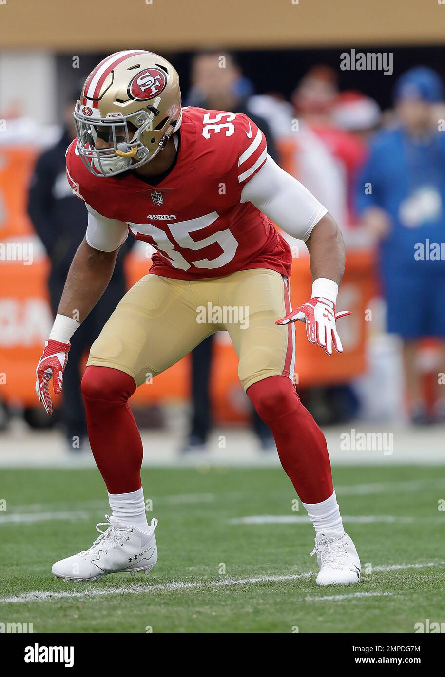 San Francisco 49ers safety Eric Reid (35) warms up before an NFL ...